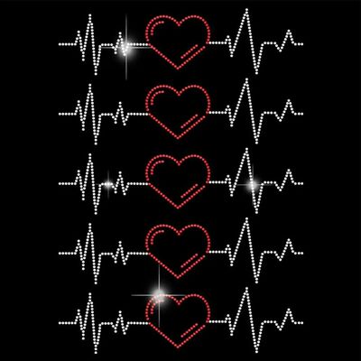 Iron on Rhinestones Transfer Love Heart Life Line