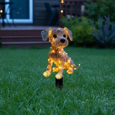 2D Flat Neon Color Cat Garden Stake Playful Animal Lawn