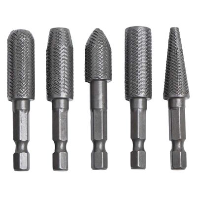 5pcs Hex Shank Rotary Steel File Drill Bits Burrs Grinding