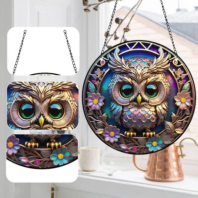 Suncatcher Home Decoration Panel Owl Acrylic Window Panel