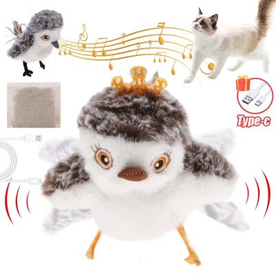 Flapping Sandpiper Cat Toy Plush Simulation Bird Electric