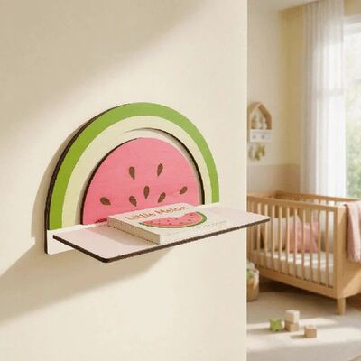 Watermelon Crown Shape Kids Wooden Storage Shelf Fruit