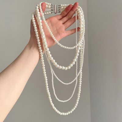 Vintage古着 Multi-layered fashion pearl tassels项链