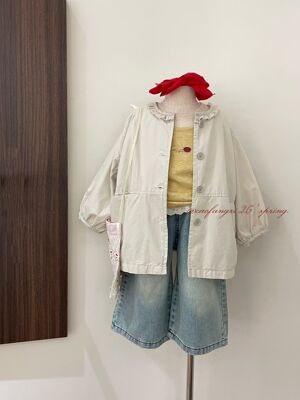 草房子·26春装新款女童中长款风衣外套洋气韩系穿搭26011