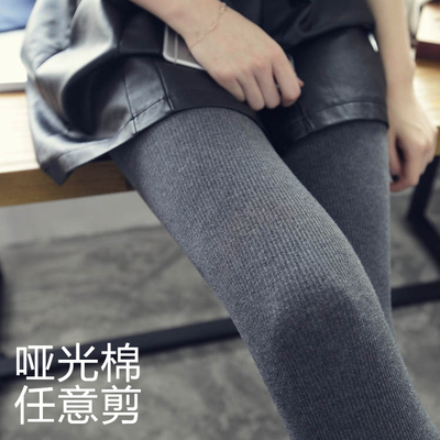 春秋竖条纹针织棉连脚踩脚裤袜