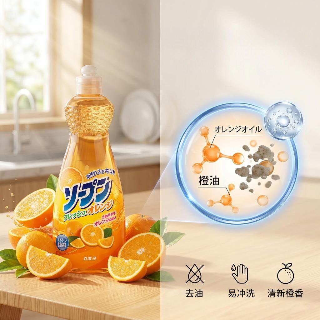 日本原装进口卡耐优洗洁精去油易冲洗大容量餐具清洁剂套装礼盒装