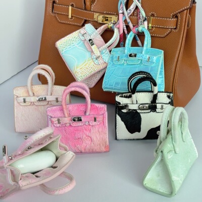 头层牛皮mini铂金包包挂件