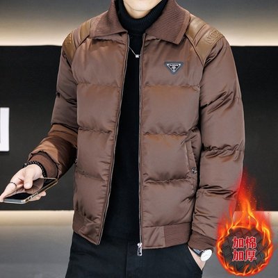2025新款翻领修身短款棉衣男商务休闲潮加厚款防寒服棉袄棉服外套