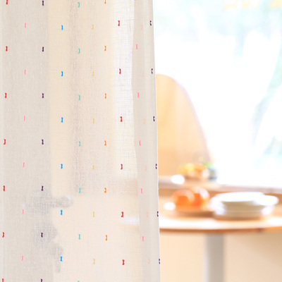 Alicia艾丽西亚 糖果色绣花点点半透窗帘窗纱定制现代客厅阳台