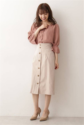 开叉中长款显瘦百搭风包臀一步裙