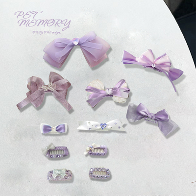 手工迷你碎发宠物bb夹蝴蝶结发夹小香风猫咪约克夏马尔济斯比熊