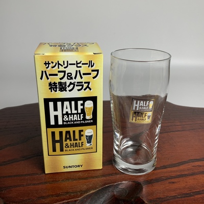 日本SUNTORY三得利HALF&HALF水晶玻璃杯威士忌酒杯啤酒杯水杯带盒