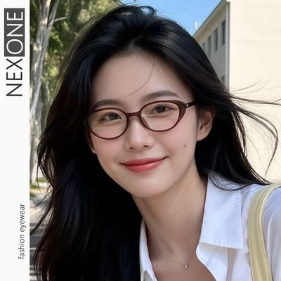 小框素颜猫眼镜框橘猫近视眼镜女配度数防蓝光深茶色纯欲眼睛镜架