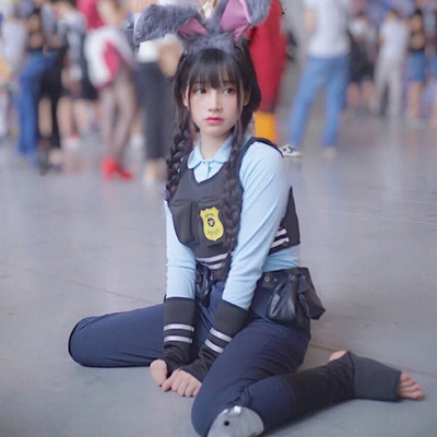 万圣节新款cos服实拍疯狂动物城cos judy朱迪兔子cos拟人服全套