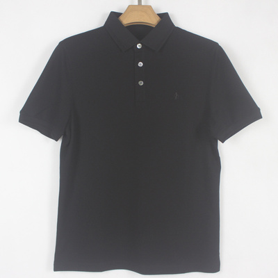 25新款 夏款 珠地棉 男士 翻领弹力 黑色 商务休闲短袖T恤06251