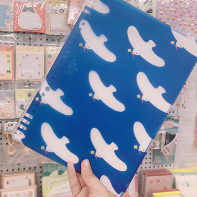 现货日本KINGJIM锦宫活页笔记本B5飞鸟猫咪自带收纳学生笔记办公