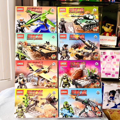 军事款拼装积木战机坦克高射炮兵人人仔男孩益智玩具学生奖品礼品
