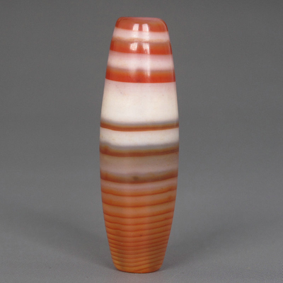 淡彩缠丝玛瑙勒子天珠一颗（内裂）37.5*11.5MM_B5392