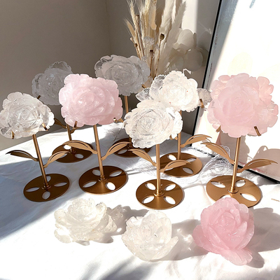 天然白水晶粉晶花朵水晶太阳花