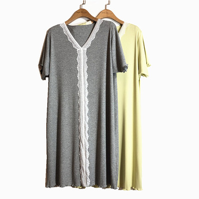 caser凯撒夏季V领蕾丝短袖睡裙