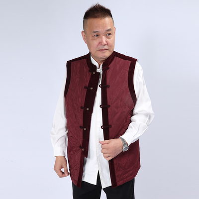 高三强唐装 中式立领男士唐装加棉马夹 新款秋冬中国服上衣 14531