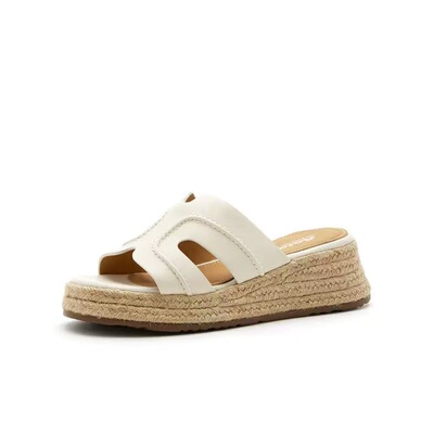 专柜正品Bata一字拖2026夏款女时尚厚底编织休闲度假拖鞋86017BT6