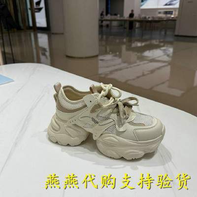 专柜正品百丽2026夏款女鞋透气网面厚底老爹鞋运动休闲鞋F6J1DBM6