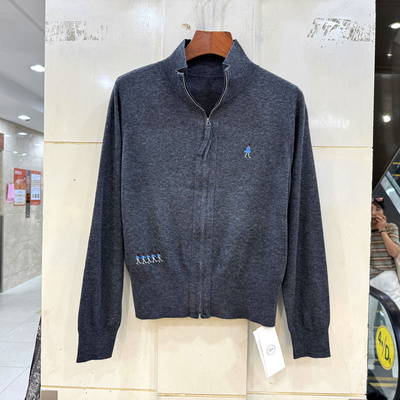 03010双拉链立领羊毛针织开衫