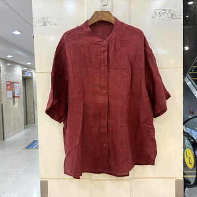 33-7589休闲苎麻衬衫上衣