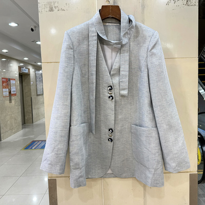 墨雪MX26303飘带V领西服外套