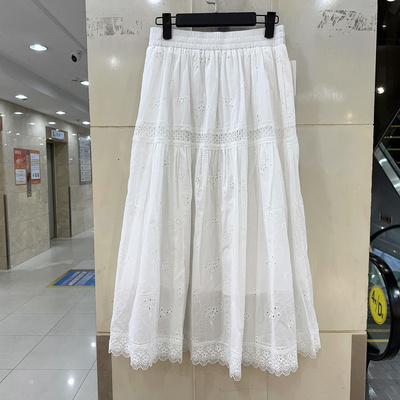风可人8043蕾丝烧花中长半身裙