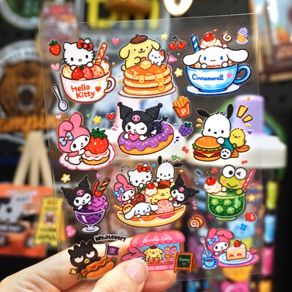 原创手绘甜品可爱三丽鸥家族HelloKitty卡通动漫装饰贴水杯转印贴