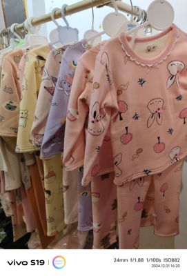 秋冬女孩纯棉家居服睡衣两件套小女童无痕保暖内衣套装