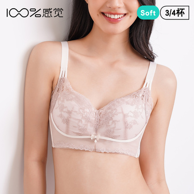 100%感觉女士内衣B杯舒适中薄聚拢调整收副乳无钢圈内衣文胸1722