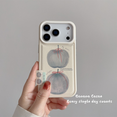 韩国ins小众珍珠白蓝苹果手机壳