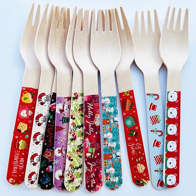 圣诞节派对装饰布置木质刀叉勺