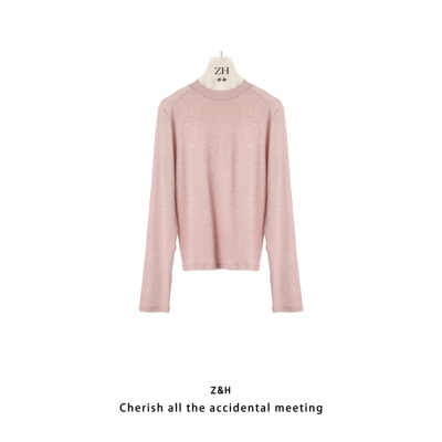 ZH【初秋雨夜】圆领纯色T恤女长袖舒适简约