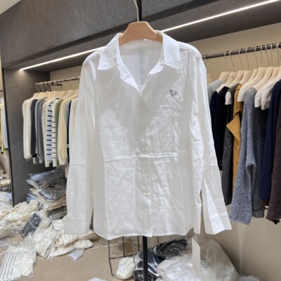 2026春季新款韩版时尚百搭显瘦翻领长袖衬衫女上衣刺绣小马3772