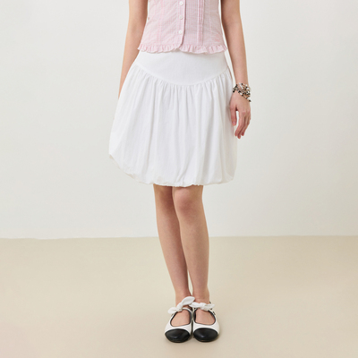 KXLFCHN 空穴来风 花苞中裙显瘦半身裙女显瘦休闲百搭A字蓬蓬裙