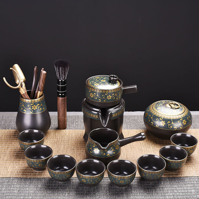 高档黑亚光陶瓷茶杯茶具小套装家用功夫盖碗中式泡茶壶整套景德镇