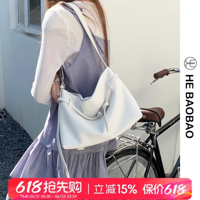 HEBAOBAO新品头层牛皮颈纹hobo包2026新款春夏女包通勤斜挎单肩包