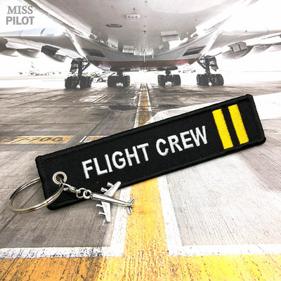 FLIGHT CREW二杠飞行员安全员客舱乘务飞机航空行李牌箱包钥匙扣