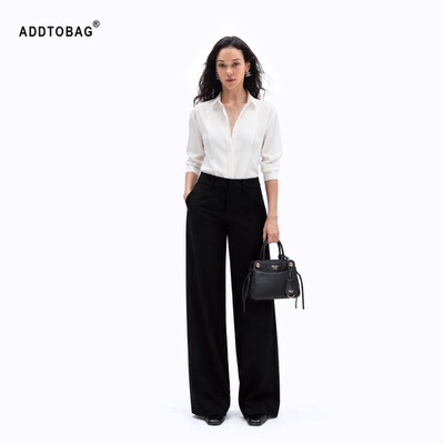 ADDTOBAG黑色直筒阔腿休闲西装裤