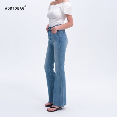 ADDTOBAG高腰修身微喇叭牛仔裤女
