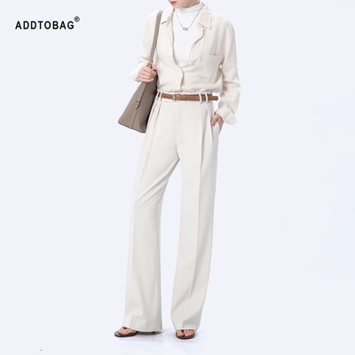 ADDTOBAG【质感至上】老钱松弛感羊毛混纺透气西裤通勤直筒休闲裤