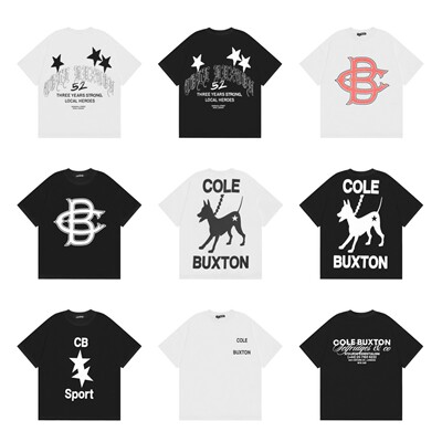 Cole Buxton新款猎犬字母印花夏季高街男女宽松休闲潮流短袖T恤