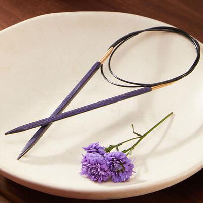 Knitpro紫色方针立方体固定环形针桦木毛衣针循环针手工编织工具