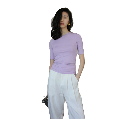 无有无印五分袖套头针织衫