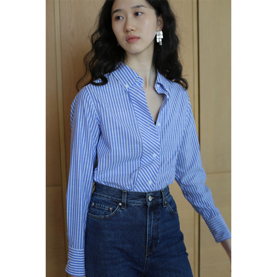 无有无印直筒条纹纯棉衬衫