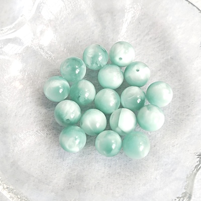 天使石绿海纹7.5mm-11.5mm圆珠单珠散珠手工DIY手链项链配件